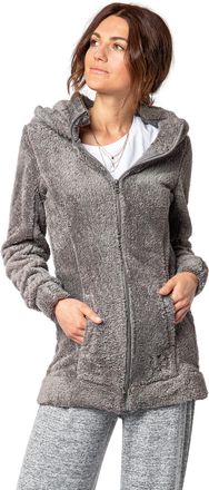 Sublevel Damen Fleece-Mantel: Kuschelige Teddyfleece Kapuzenjacke, Langarm, Warm und Bequem, Freizeitjacke in Schwarz, Rosa, Wei&szlig;, Grau middle-grey1 XXL