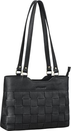 STILORD Phoebe Sac a Main Femme Tressé Cuir Vintage Sac Bandoulière Cuir Véritable Femmes Sac Cabas Élégant Sacoche, Couleur:noir
