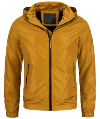 Rock Creek Herren Jacke Windbreaker Leichte Jacke Herren Regenjacke &Uuml;bergangsjacke Kapuze Outdoorjacke Herrenjacken Sport Jacke H-235 Maisgelb 2XL
