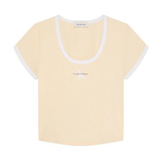 Calvin Klein Monologo Grafik Slim T-Shirt - - Tops - Damen - Gelb - M