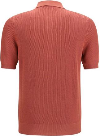 Brunello Cucinelli Cotton Ribbed Polo Shirt - Red