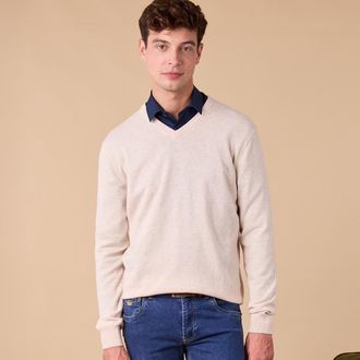 Bexley Elian - Pull homme beige clair chin&eacute;
