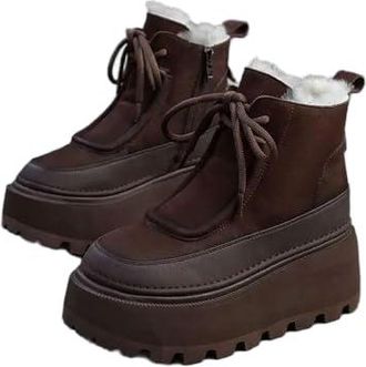 Generic QXDZSW Bottines compens&eacute;es pour femme 6,5 cm, marron, 37 EU