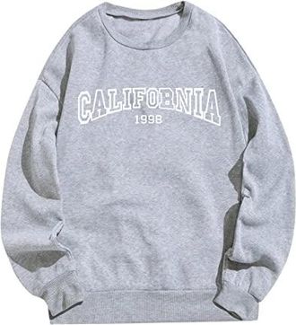Generic Los Angeles California Sweatshirts pour femmes col rond tenues vintage manches longues solides mignons hauts col rond graphique Californie 1988 coupe 