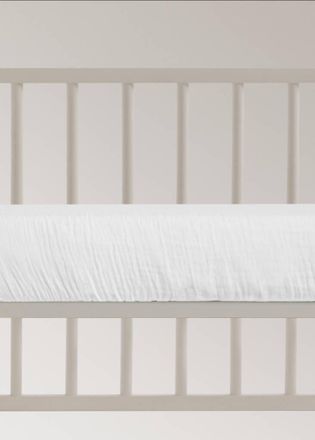 Mango Drap-housse berceau gaze de coton liser&eacute; en contraste blanc - Home - 60x120x15cm - MANGO HOME