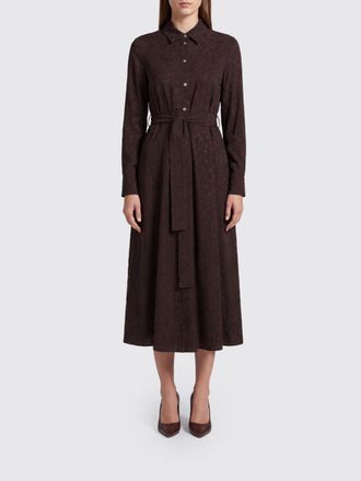 Pinko Robe chemise midi en viscose &agrave; imprim&eacute; floral avec ceinture &agrave; nouer