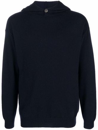 Malo Gestrickter Hoodie - Blau