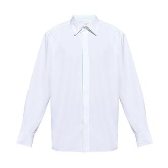 Saint Laurent Wei&szlig;es Popeline-Hemd mit Gro&szlig;em Kragen - - Shirts - Herren - Wei&szlig; - L