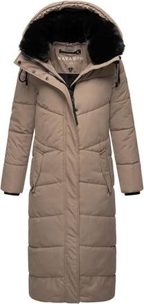 Navahoo Manteau dhiver matelass&eacute; chaud pour femme - Extra long - Avec capuche amovible - Attire tous les regards - XIV XS-XXL, Taupe/gris, L