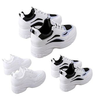 Generic Chaussures de sport &eacute;paisses pour femme - Chaussures d&eacute;contract&eacute;es &agrave; lacets confortables - Baskets compens&eacute;es - Chaussures de marche antid&eacute;rapantes et