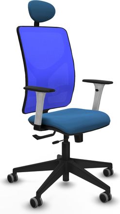 Piqueras y Crespo B&uuml;rostuhl mit Rollen und wei&szlig;en und schwarzen Armlehnen, h&ouml;henverstellbare Lendenwirbelst&uuml;tze und festes Kopfteil, ausgestattet mit Syncro/Traslack. B