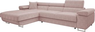 Mirjan24 Ecksofa Torezio Mini Cord mit Bettkasten, Einstellbare Kopfstützen, Bequeme Polsterung, Eckcouch mit Schlaffunktion für Wohnzimmer, L-Form Couch (Poso