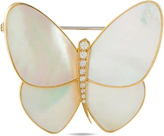 Van Cleef & Arpels broche papillon en or 18ct sertie de diamants et de nacre