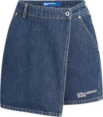 Karl Lagerfeld Femme JupeJupe en Jean Coupe Régulière, Bleu, XL