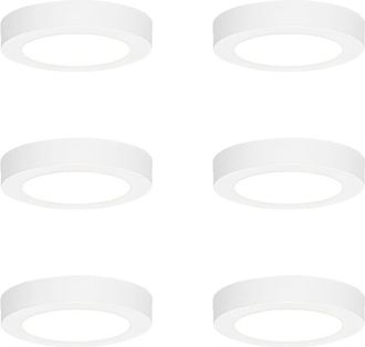 QAZQA Set mit 6 Einbau- oder Aufbauspots weiß 14 cm inkl. led 3-Stufen-Dim-to-Warm - Trans