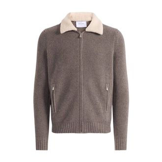 Gran Sasso Zip Complet C&ocirc;te avec Col en Fausse Agneau - Homme - Vestes - Brun - Taille: M