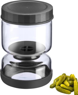 Westmark Abtropfglas 1 Stk - Multifunktionales Einlegeglas für Kimchi & Gurken zum Abtropfen und Servieren - Transparent/Schwarz, 750 ml, Glas