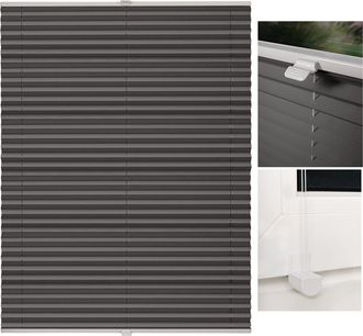 Metablo Plissee nach Maß Klemmfix-Plissee ohne Bohren Blickdicht Lichtdurchlässig inklusive Klemmträger Plisseerollo für Fenster und Tür Sichtschutz Dunkelgra