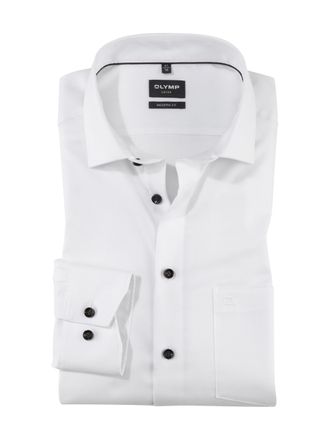 Olymp Herren Oberhemd Langarm Luxor,Faux Uni,Luxor modern fit,19 Global Kent,Weiss 00,45
