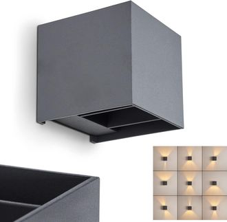 HOFSTEIN Wandleuchte Badajoz, moderne Wandlampe aus Metall in Anthrazit, eckige Leuchte mit verschiedenen Lichteffekten, Up & Down Leuchte, 1-flammig, 1 x G9, 