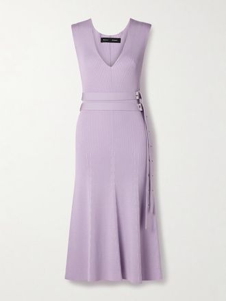 Proenza Schouler Madeline Midikleid Aus Rippstrick Mit G&uuml;rteln - Lila