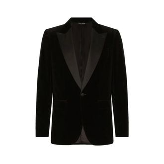 Dolce & Gabbana Homme, Vestes, Noir, Taille: XL Veste Tuxedo en velours avec revers pointus