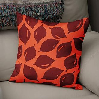 Bonamaison Le Jardin du Lin Kissen Zierkissenbezug Kissenbezug, Orange & Bordeaux Dekoration, Für Zuhause Autos Büro Sofa Wohnzimmer Couch Schlafzimmer Dekor, 50