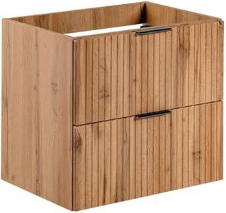 Vente-Unique Meuble sous Vasque Suspendu stri&eacute; - Naturel Clair - L60 cm - ZEVARA