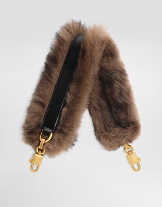 Dolce & Gabbana Shearling And Palmellato Calfskin Bag Shoulder Strap - Frau Taschen-accessoires Und -trageriemen Mehrfarbig Onesize