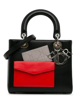 Dior 2014 mittelgroße Lady Dior Satchel-Tasche aus Kalbsleder - Schwarz