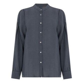 120% Lino Femme, Blouses et Chemises, Gris, Taille: 38 FR Chemise en lin