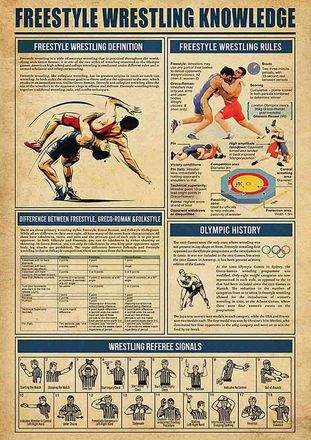 Generic ARA STEP Vintage Sport Knowledge Educational Posters Wall Art Decor Prints UNframed D (297 x 420 mm, Freestyle Wrestling Knowledge)