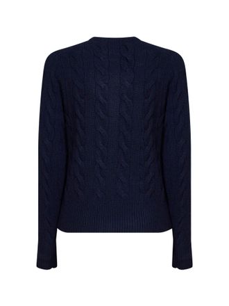 Polo Ralph Lauren Womens Cardigan Blue Cable Knit Wool And Cashmere Cardigans Sweater