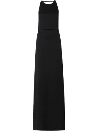 Burberry robe longue en soie &agrave; design sans manches - Noir