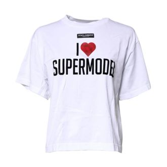 Dolce & Gabbana Logo Details Baumwoll-T-Shirt - - Tops - Damen - Wei&szlig; - 2XS
