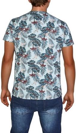 Riverso RIVBill T-shirt pour homme - Coupe droite - Col rond - Manches courtes - Motif hawaïen - Imprimé intégral - 100 % coton - Bleu, vert, bleu marine, noi