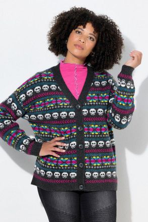 Angel Of Style Strickjacke Strickjacke oversized Totenk&ouml;pfe Ballon-Langarm