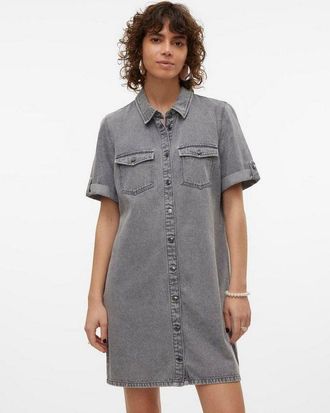 Vero Moda Jeanskleid VMJENNIE SS SHORT DENIM DRESS NOOS