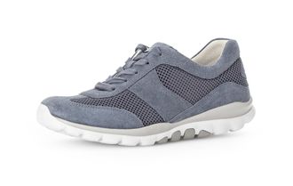 Rollingsoft Keilsneaker ROLLINGSOFT, Damen, Gr. 43, blau, Textil, Veloursleder, Schuhe, Freizeitschuh, Halbschuh, Schn&uuml;rschuh mit Logoschriftzug