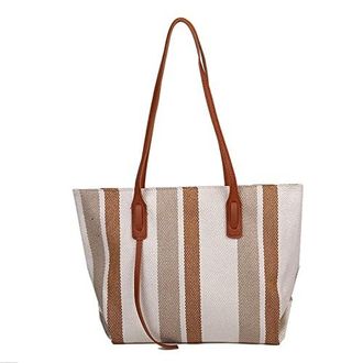 Generic Grand sac fourre-tout tendance en toile avec fermeture &eacute;clair, sac de banlieue d&eacute;contract&eacute;, sac &agrave; main en toile, grands sacs &agrave; bandouli&egrave;re, kaki, Larg