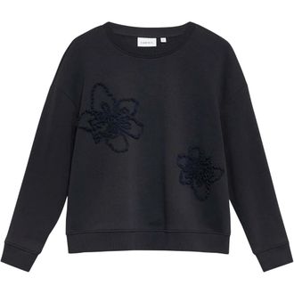 Comma Sweatshirt mit Blumen-Applikation - - Sweatshirts & Hoodies - Damen - Blau - M