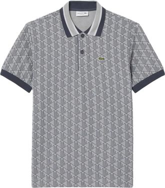 Lacoste Homme, Tops, Gris, Taille: XL Polo Monogramme Jacquard Coupe Classique