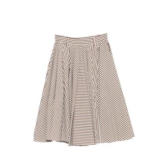 Brunello Cucinelli Striped Pleated Midi Skirt