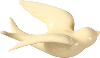 DOITOOL Nordische Keramik Vogel Wanddekoration Kleine Beige Wandfigur Handbemalte H&auml;ngende Wandkunst f&uuml;r Wohnzimmer Schlafzimmer B&uuml;ro Dekorative Skandinavisch