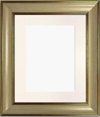 Frames by Post Scandi Bilderrahmen mit elfenbeinfarbenem Passepartout, A2, Bildgröße A3, cremefarben / goldfarben