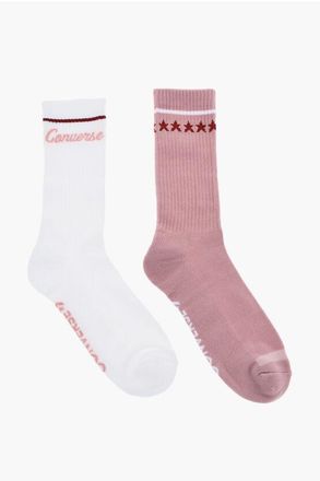 Converse Set 2 Pairs of Bicolor Long Socks with Contrasting Details size 37-42