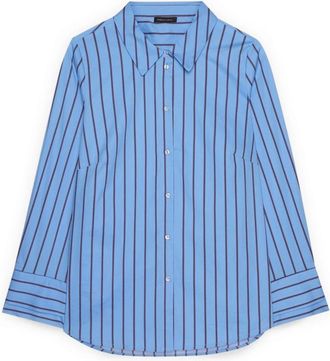 Fiorella Rubino Femme, Blouses et Chemises, Bleu, Taille: 44 FR Chemise ray&eacute;e en coton stretch