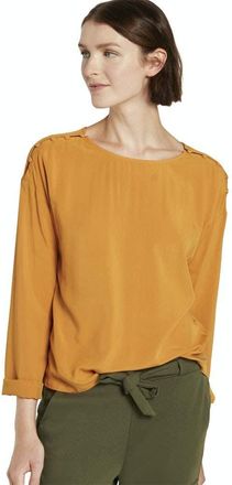 Tom Tailor Damen Feminie Bluse Raglan Knopf, 25463-Orange Yellow, M