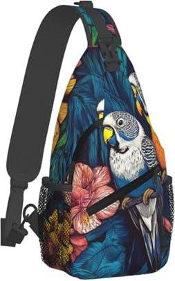 Generic L&eacute;ger Sacoche Bandouliere Oiseaux tropicaux Fleurs Sac &agrave; Bandouli&egrave;re Casual Sac &agrave; Dos De Voyage pour Homme Femme Randonn&eacute;e