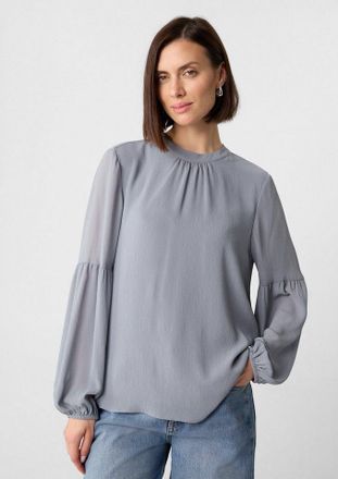 Comma Langarmbluse Bluse Gef&uuml;tterte Chiffonbluse mit Ballon&auml;rmeln